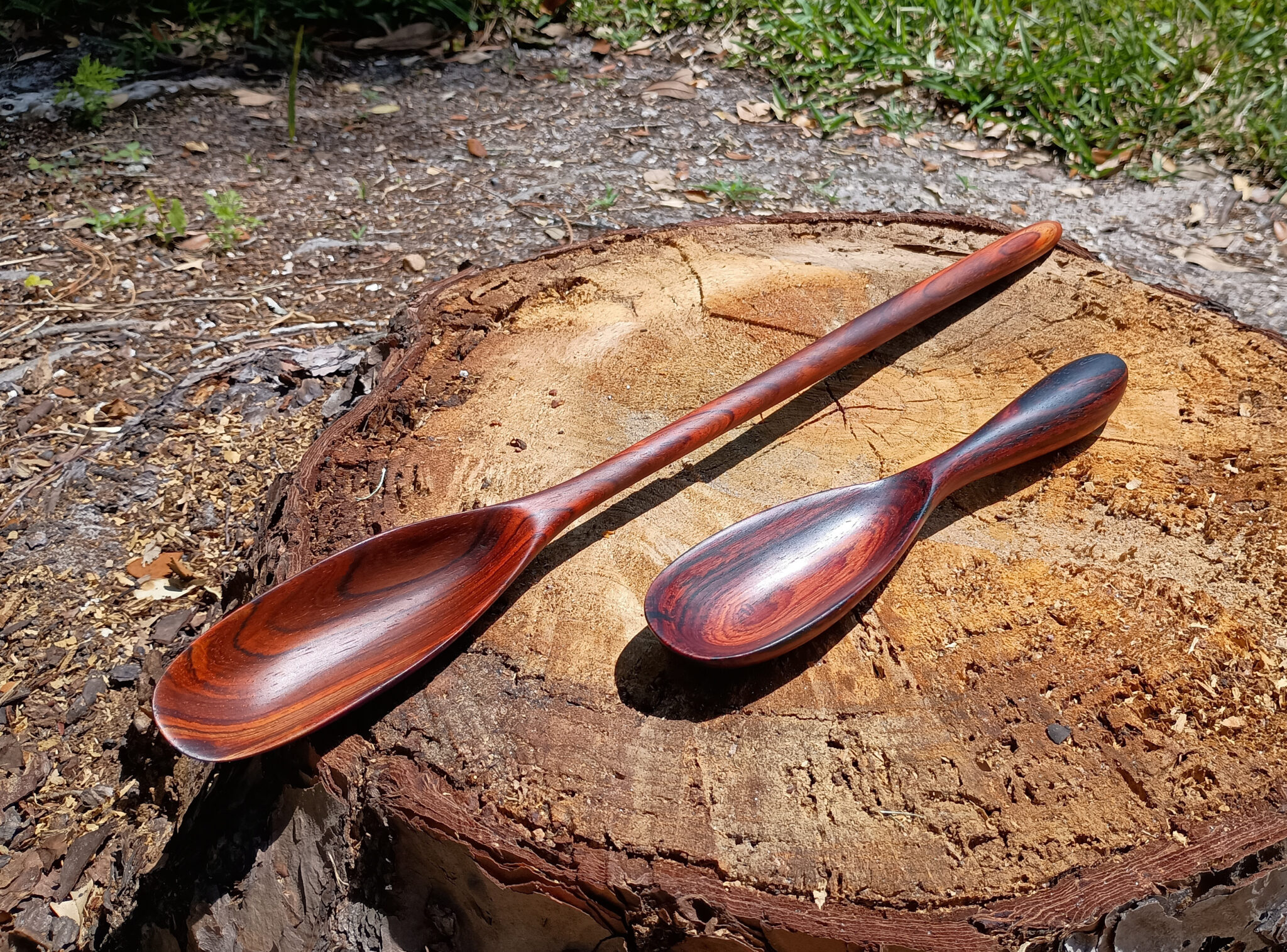 Short & Stout vs Long & Elegant - Two more cocobolo spoons for the pile ...