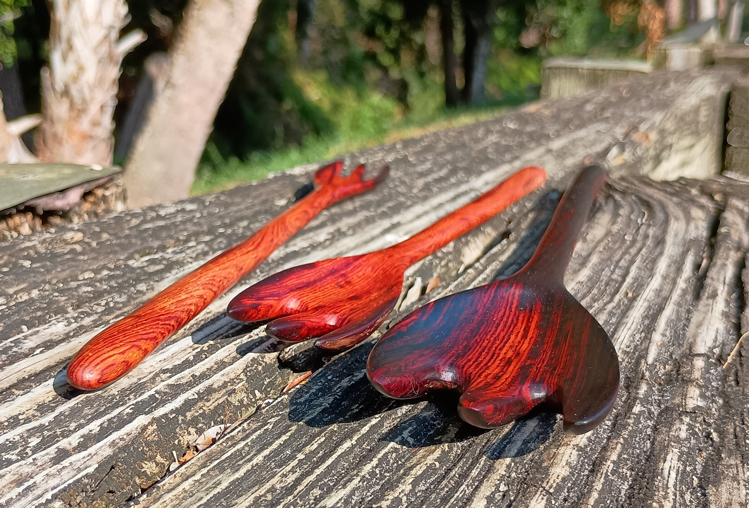 Three Wooden Forks From Cocobolo - Spork vs Fork